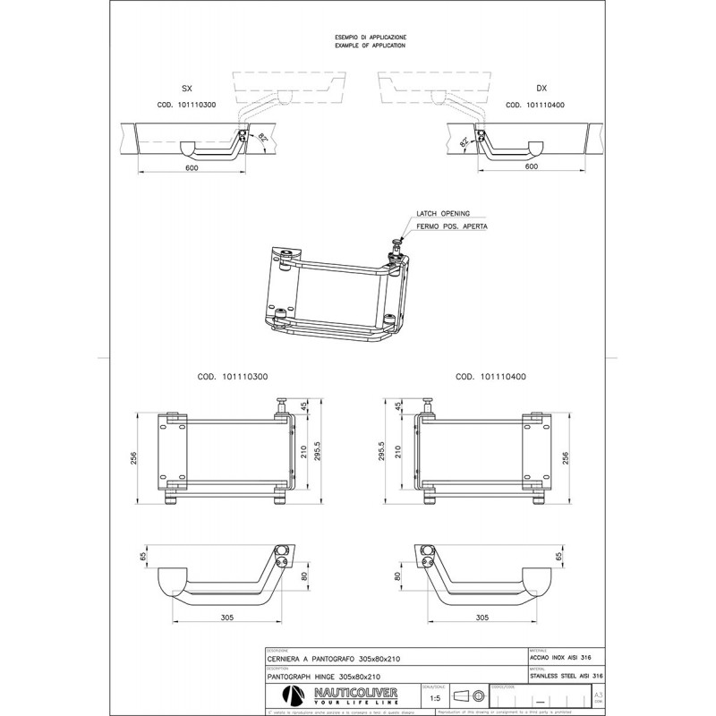 PANTOGRAPH HINGE 305x50x210