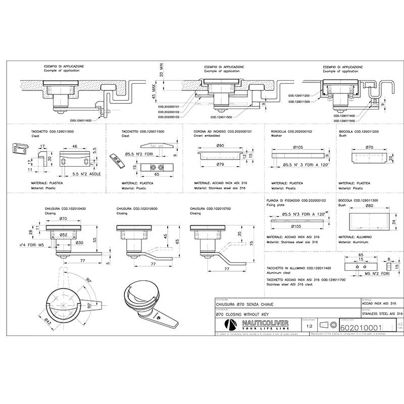 CHIUSURE Ø70 SENZA CHIAVE